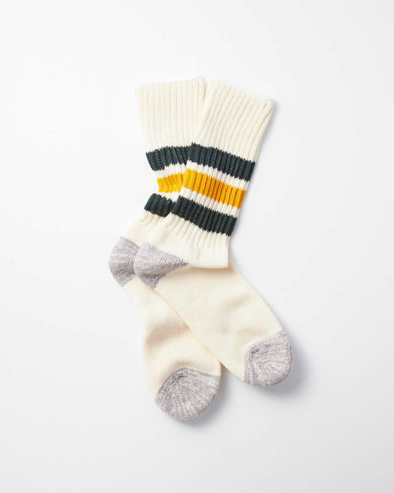 Rototo Coarse Ribbed Old School Sock Dark Green Yellow – Big Trouble Store